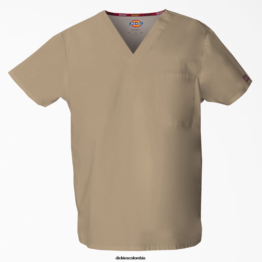 Dickies vestir caqui (kha) hombres blusa médica unisex eds con cuello ...